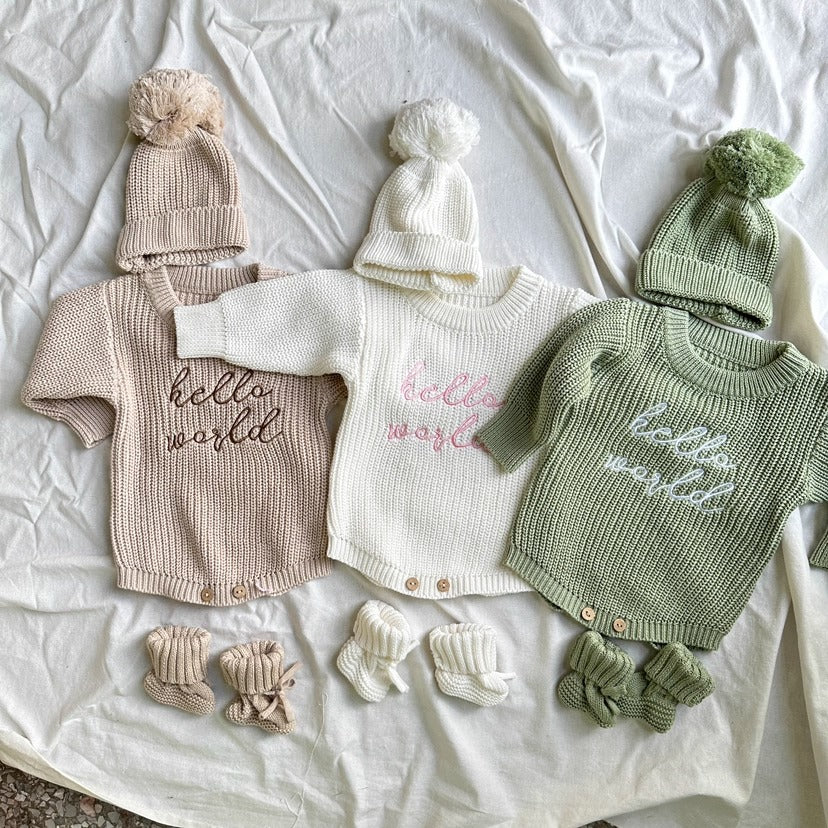 Hello World Chunky Knit Romper Bundle – Wyld Bub